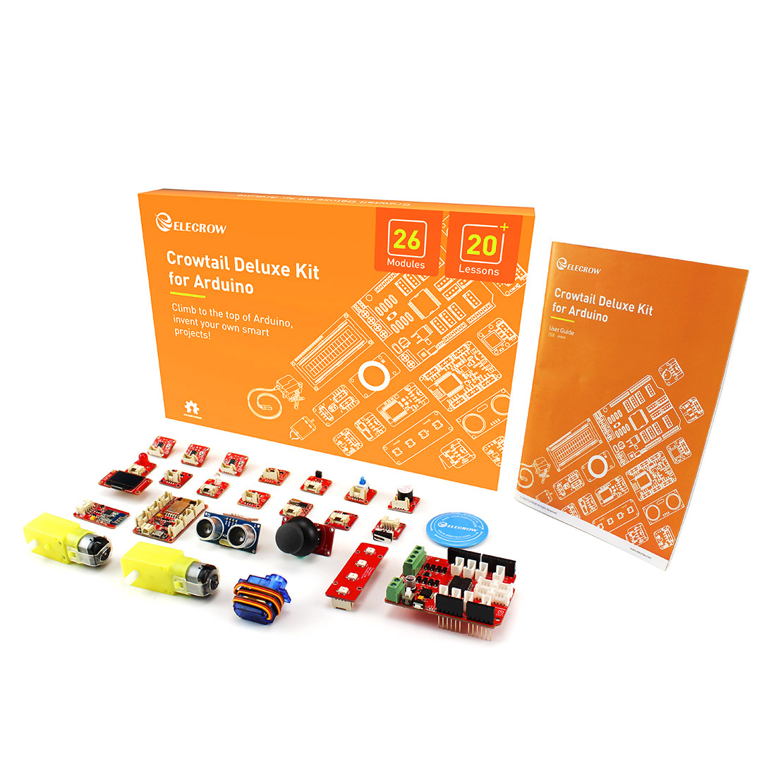 Based on Arduino, this Crowtail starter kit, includes 20 interesting and instructive tutorials ...