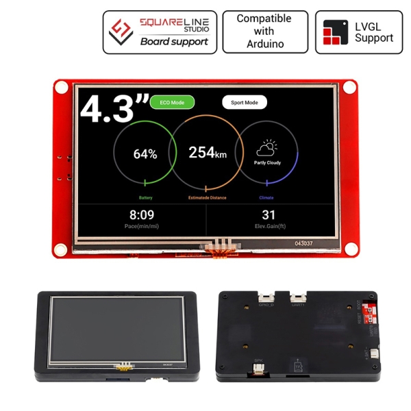 ESP32 display-4.3 Inch HMI Display 480x272 RGB TFT LCD Touch Screen Compatible with Arduino/LVGL