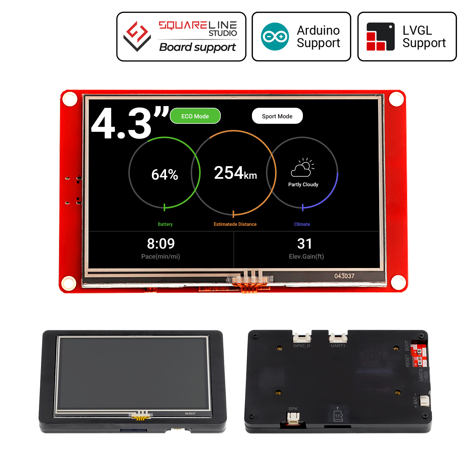 ESP32 display-4.3 Inch HMI Display 480x272 RGB TFT LCD Touch Screen Compatible with Arduino/LVGL