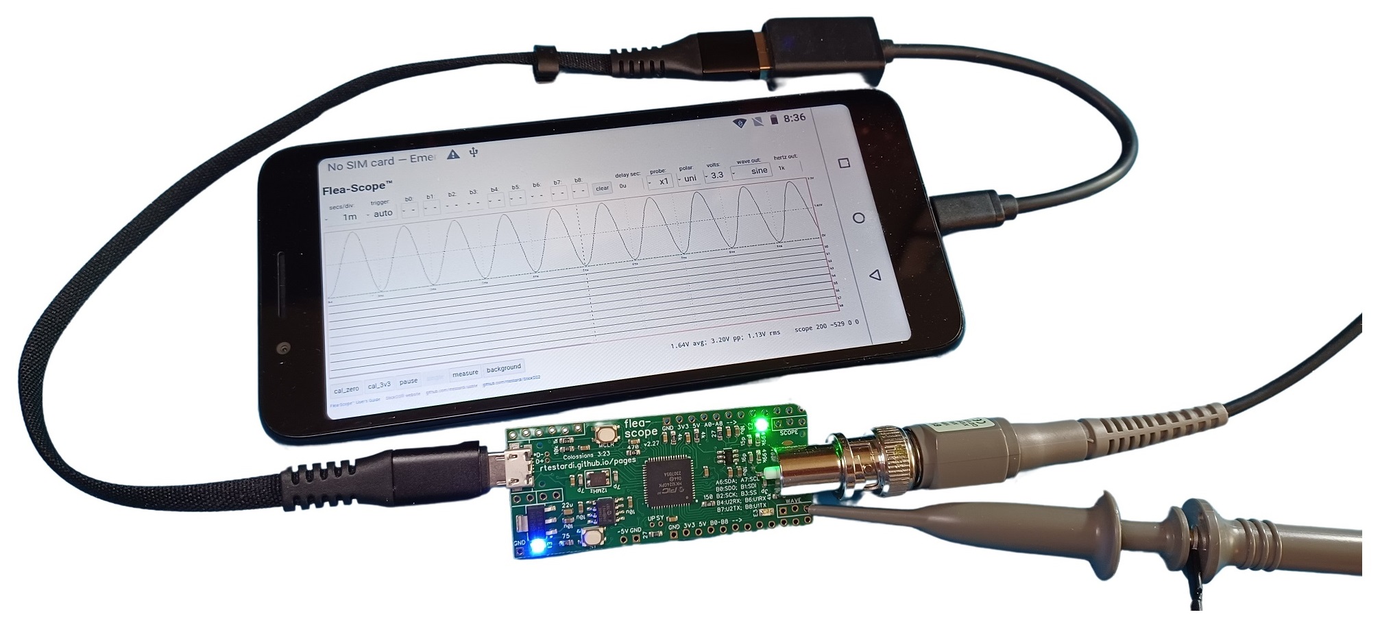 Flea-Scope™ 18 Msps USB Oscilloscope, Logic Analyzer, and more!