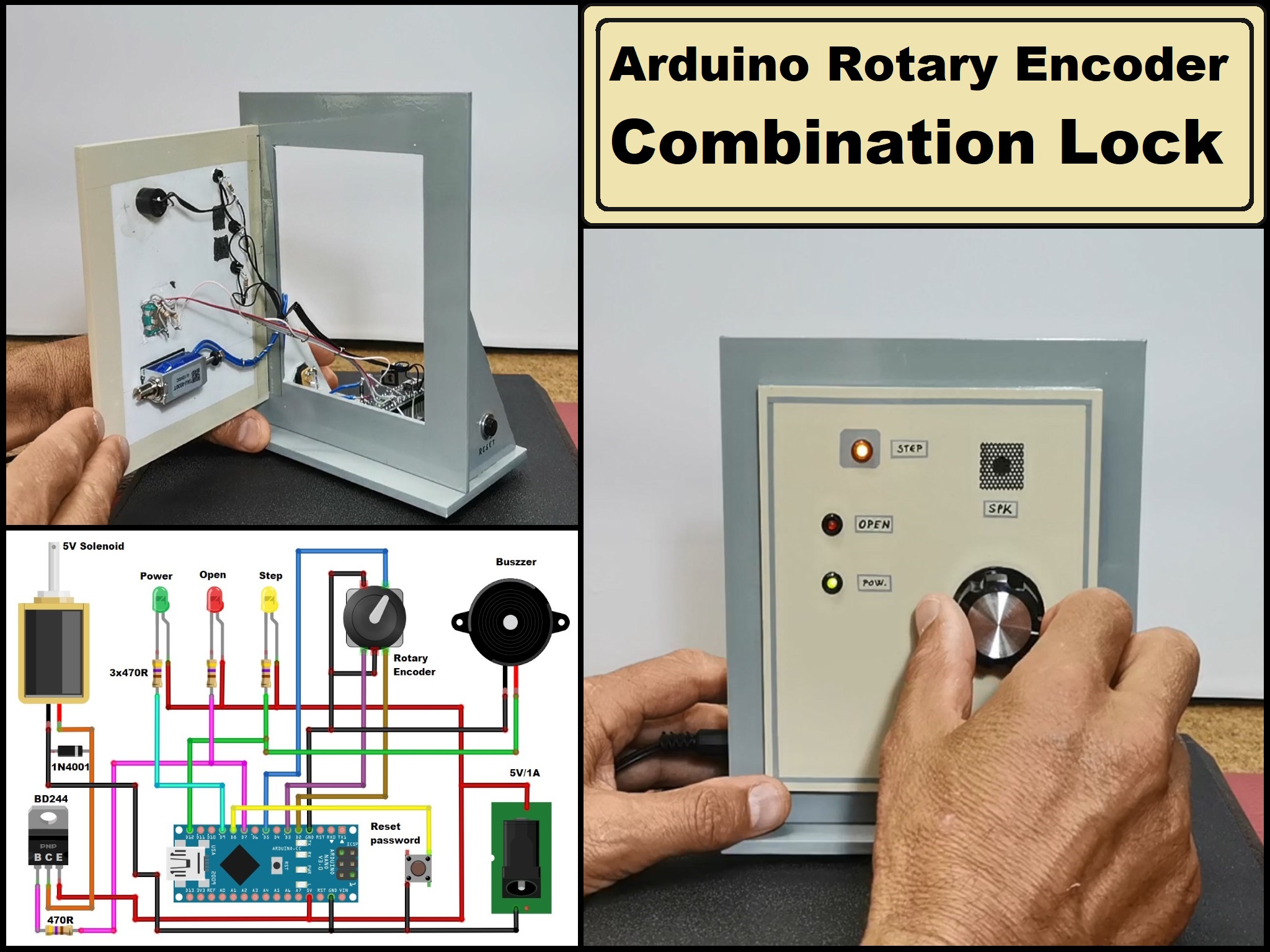 Arduino Rotary encoder combination lock ( door lock system with Rotary Encoder)
