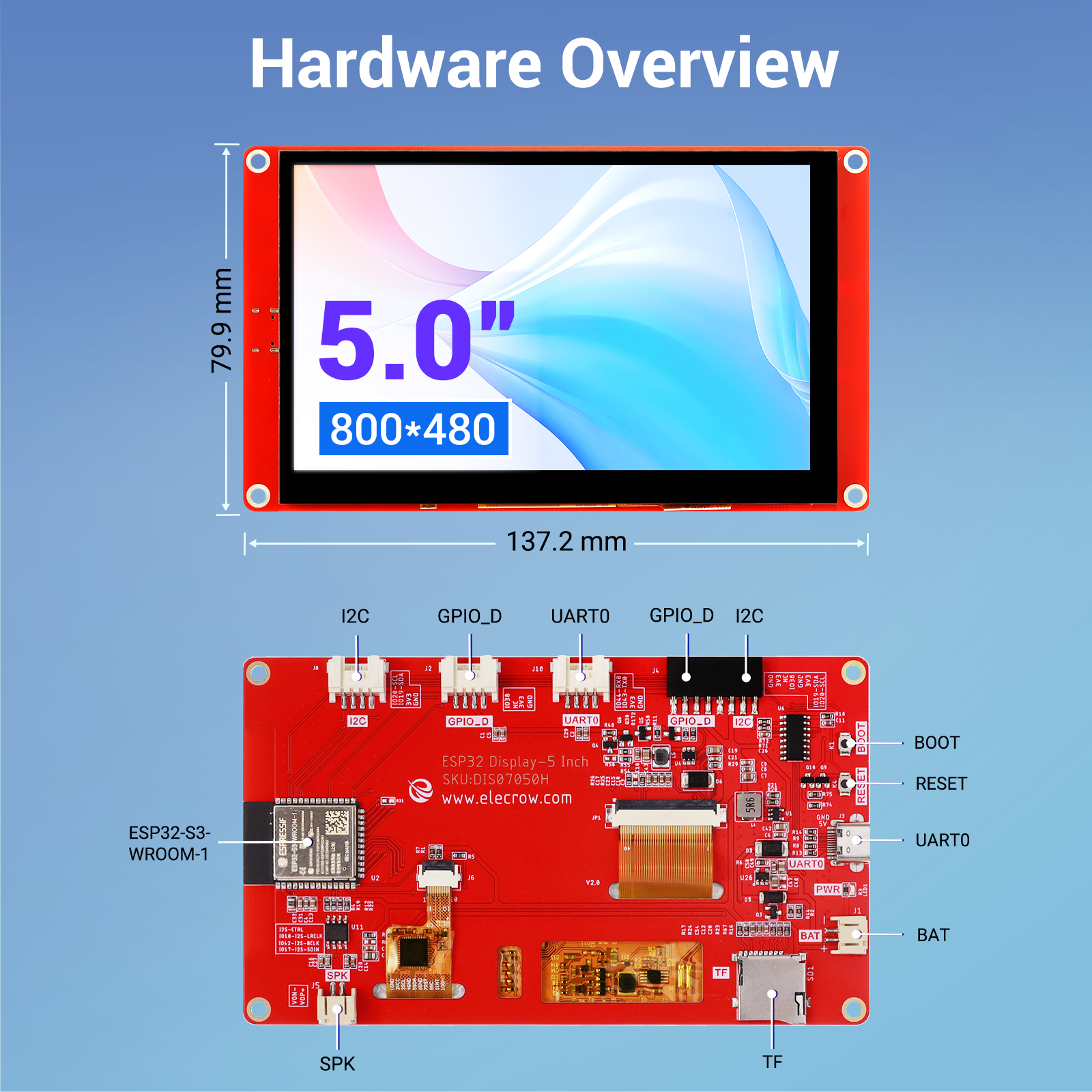 ESP32 display-5.0 Inch HMI Display 800x480 RGB TFT LCD Touch Screen ... ESP32 display-5.0 Inch HMI Display 800x480 RGB TFT LCD Touch Screen ...